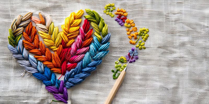 Colorful Threads in the Shape of a Heart Stock Image - Image of threads ...