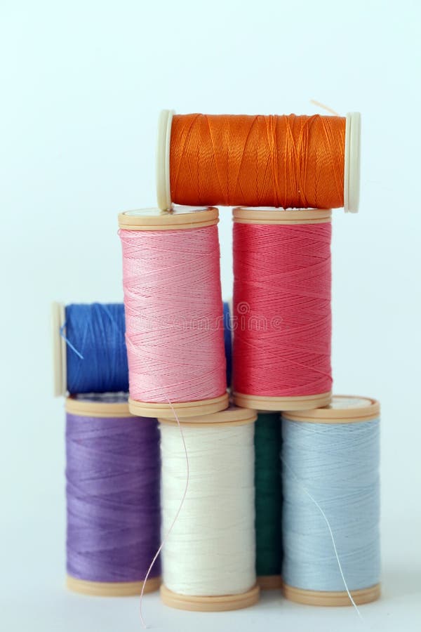 Colorful Threads on the Table Stock Image - Image of objects, sewing ...
