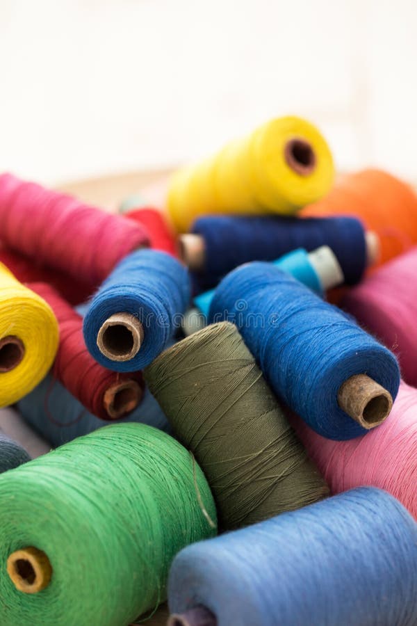 Colorful Threads on the Table Stock Photo - Image of material, craft ...