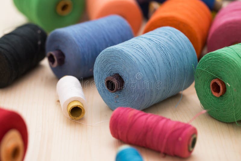Colorful Threads on the Table Stock Photo - Image of coil, home: 42354552