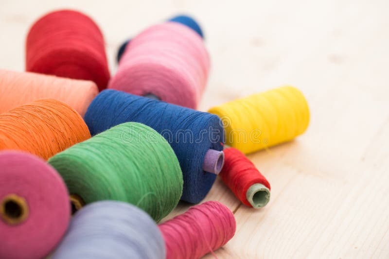 Colorful Threads on the Table Stock Image - Image of background, cotton ...