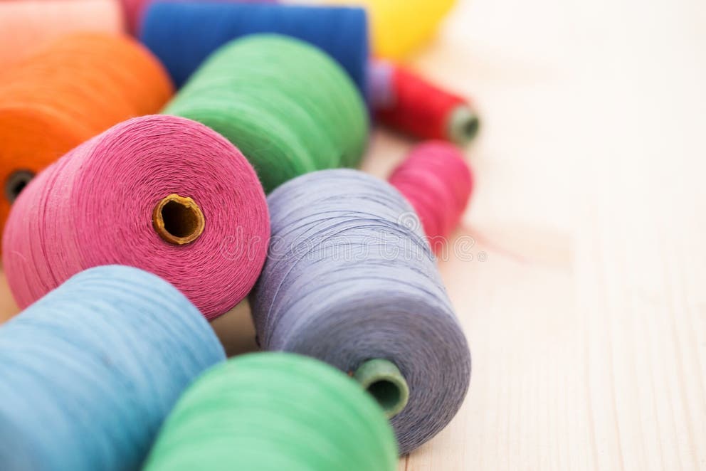 Colorful Threads on the Table Stock Image - Image of sewing, close ...