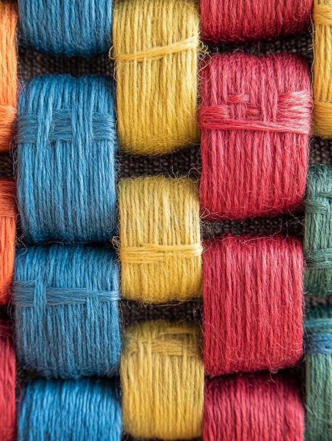 Colorful Threads Woven into a Textured Pattern. Stock Image - Image of ...