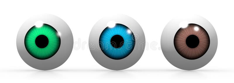 3D Colorful Eyeballs, White Background. Stock Illustration ...