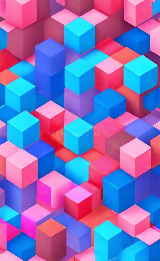 Colorful Three Dimensional Cube Background Texture. a Wall with ...