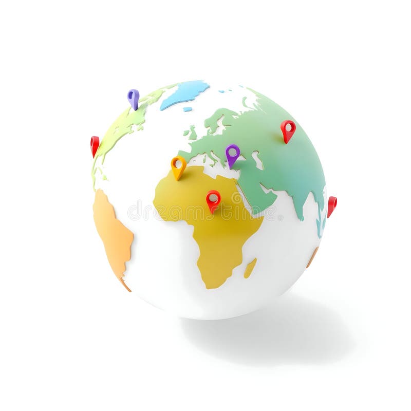 Globe with Location Pins on Continents - Generated Using Ai Stock ...