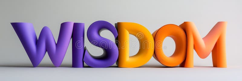 Colorful Three-Dimensional Gradient Typography of the Word WISDOM ...