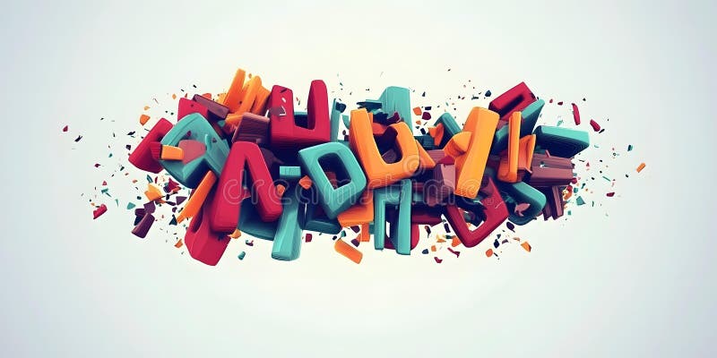 Colorful Three-Dimensional Letters Scattered Across Surface Stock ...