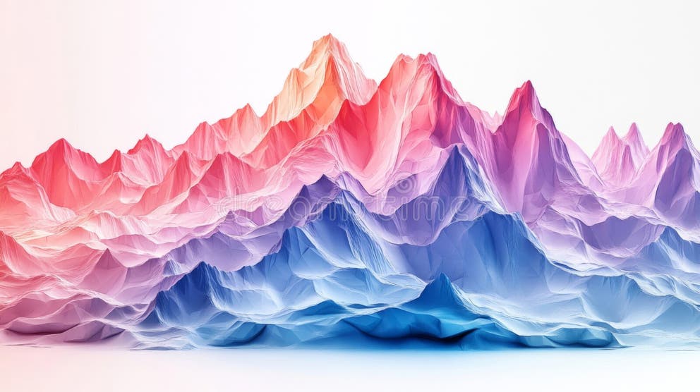 Colorful Three Dimensional Mountain Relief Map Gradient in Digital ...