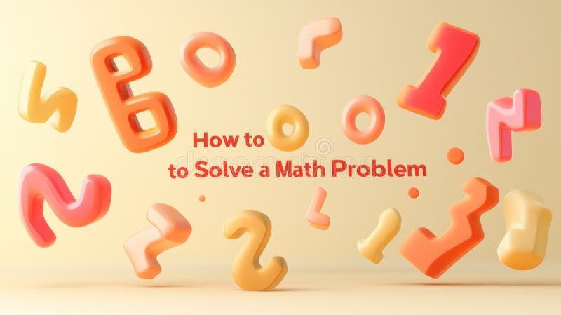 Colorful Three-dimensional Numbers and Text "How To Solve Math Problems ...