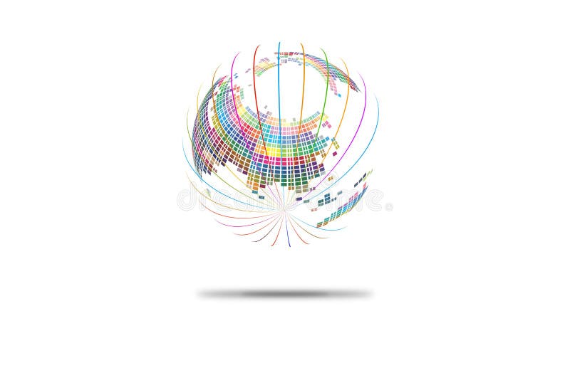 Colorful Three-dimensional Spherical Map of the World, Abstract Vector ...