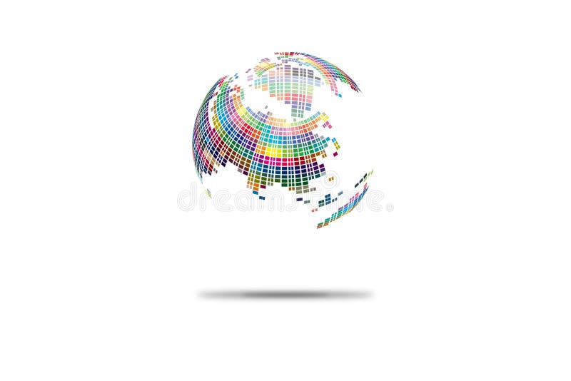 Colorful Three-dimensional Spherical Map of the World, Abstract Vector ...