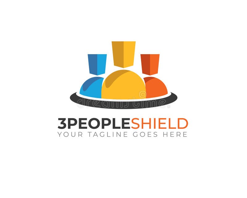 Colorful Three 3 Shield Logo Template As Human Figures Stock Vector ...