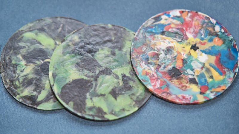 Colorful Three Trivets or Coasters Made of Multicolored Recycled ...