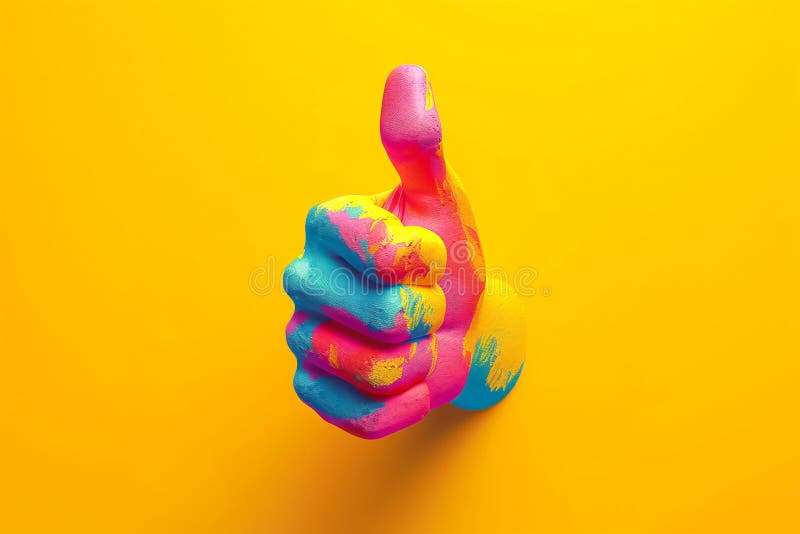 Colorful Thumbs Up on a Bright Yellow Background, Symbolizing ...