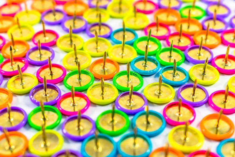 Colorful thumbtacks stock photo. Image of push, drawing - 462314