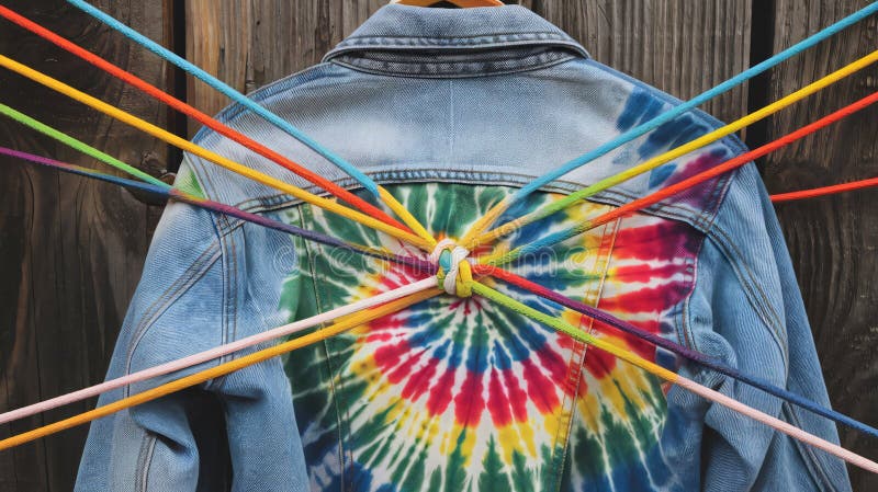 Colorful Tie-Dye Denim Jacket Back, Rainbow High Quality Image Stock ...