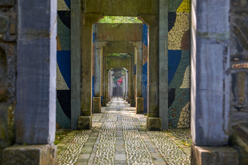 Colorful Tile Gates and Walking Paths in the Park Stock Photo - Image ...