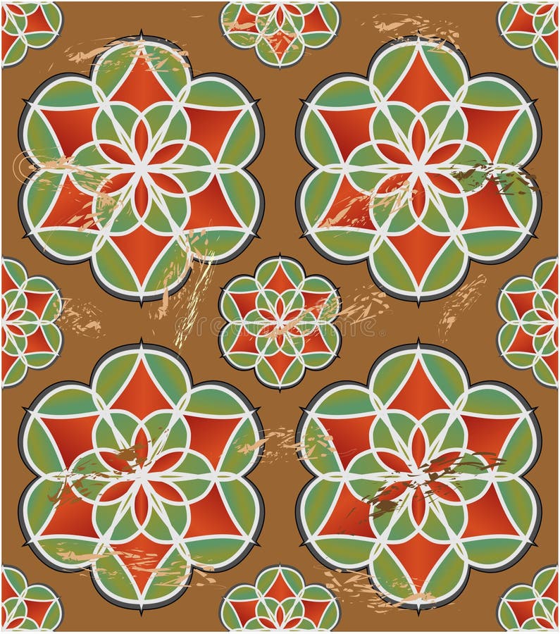 Set of Colorful Geometric Patterned Tiles in Nostalgic Retro Colors ...