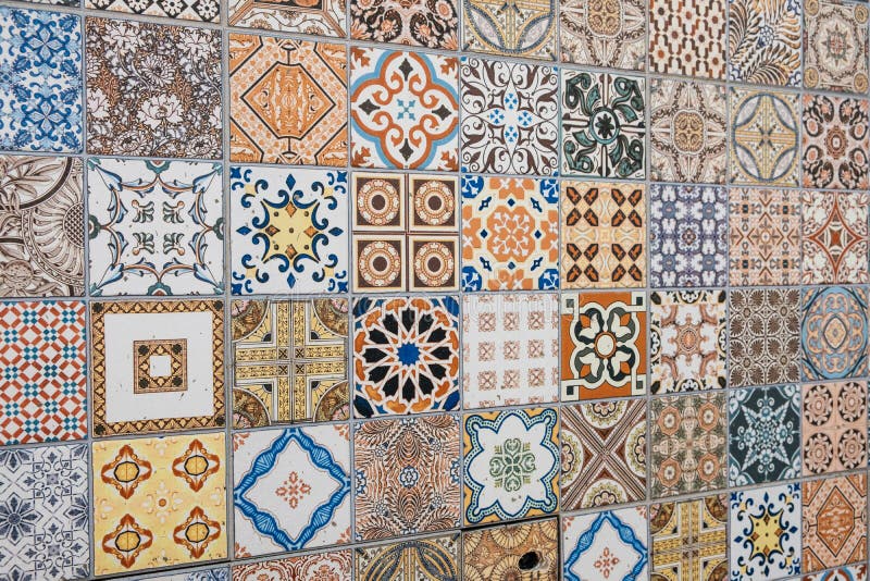Colorful Tile Pattern, Patchwork Design of Portuguese Tiles Stock Image ...