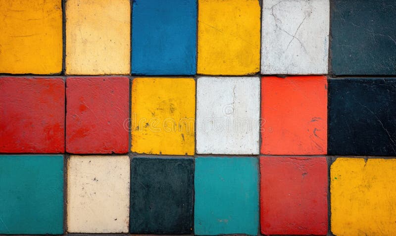 Colorful Tile Wall Mix Red Yellow Blue Tiles Stock Photos - Free ...