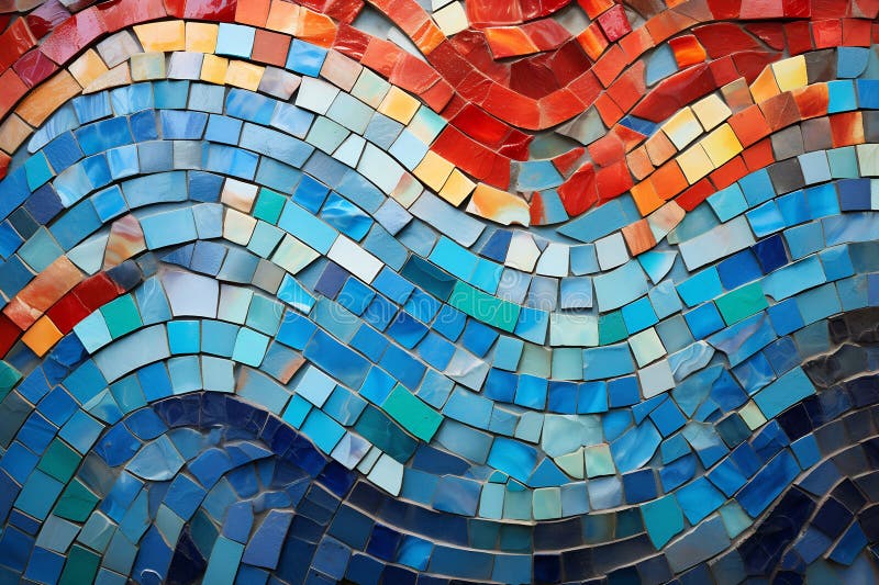 Colorful Tile Wave Painting Stock Photo - Image of green, wave: 321352616