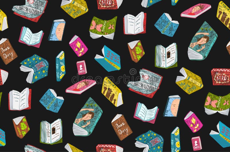 Colored Open Books Seamless Pattern Design Stock Illustration ...