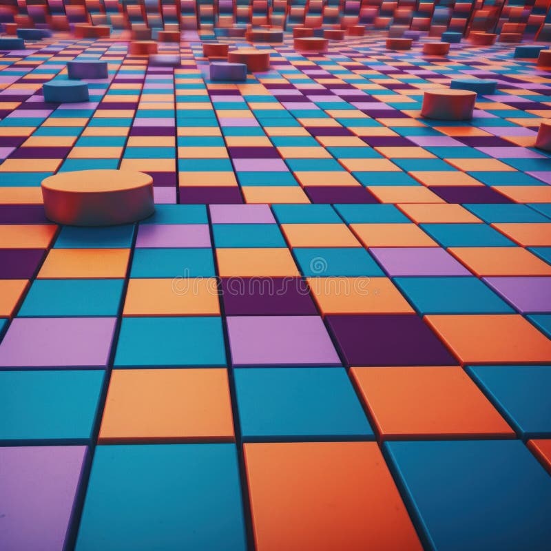 A Colorful Tiled Floor with a Round Object in the Middle. Generative AI ...