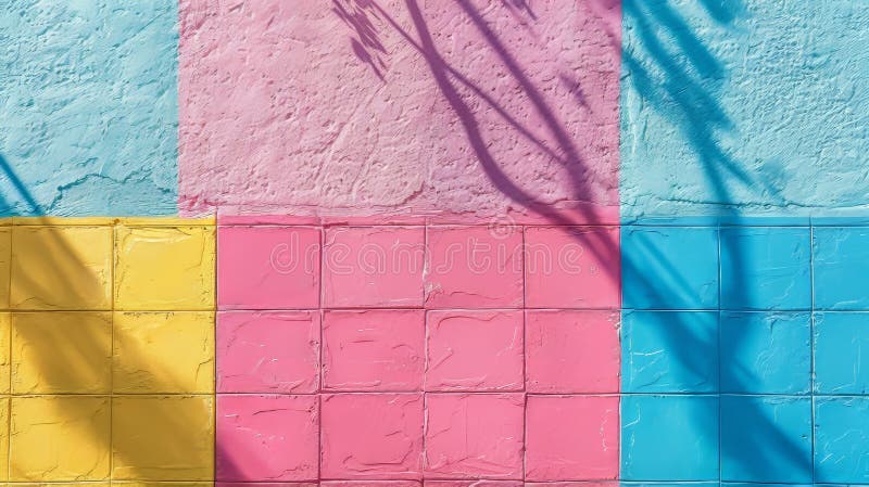 Colorful Tiled Wall Background with Geometric Pattern, Pastel Colors ...