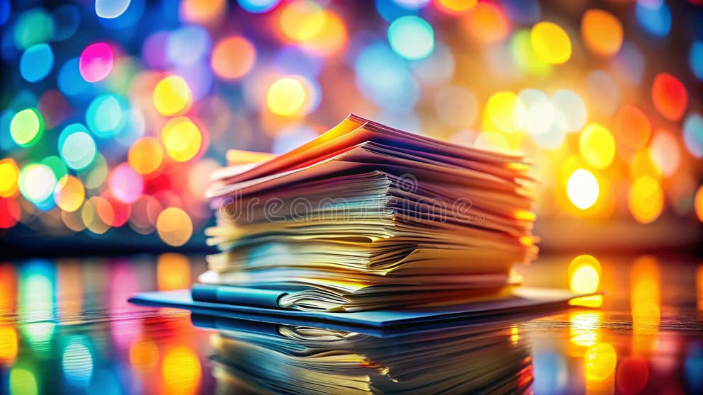 Colorful TiltShift Image of a Document File Ideal for Modern Minimalist ...