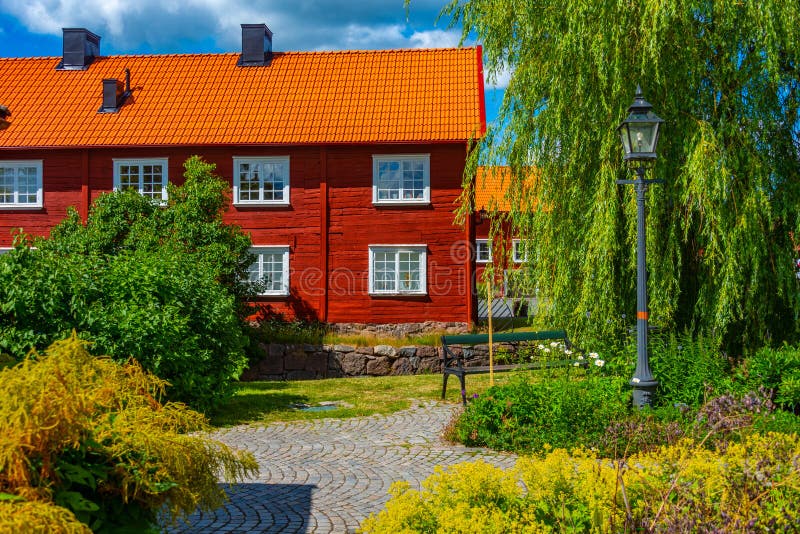 Colorful Timber Houses in Swedish Town Eksjo Stock Image - Image of ...