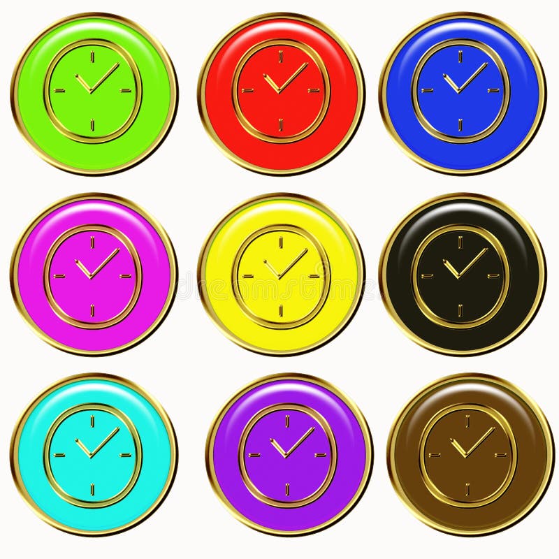 Colorful time buttons stock illustration. Illustration of illustration ...