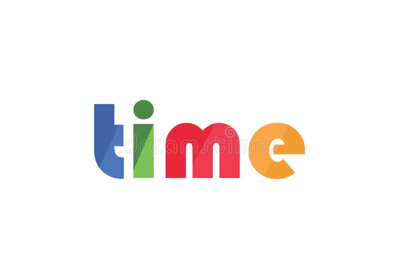 Colorful TIME Letters Icons. Time Text Ui Shapes in Flat Style Icon ...