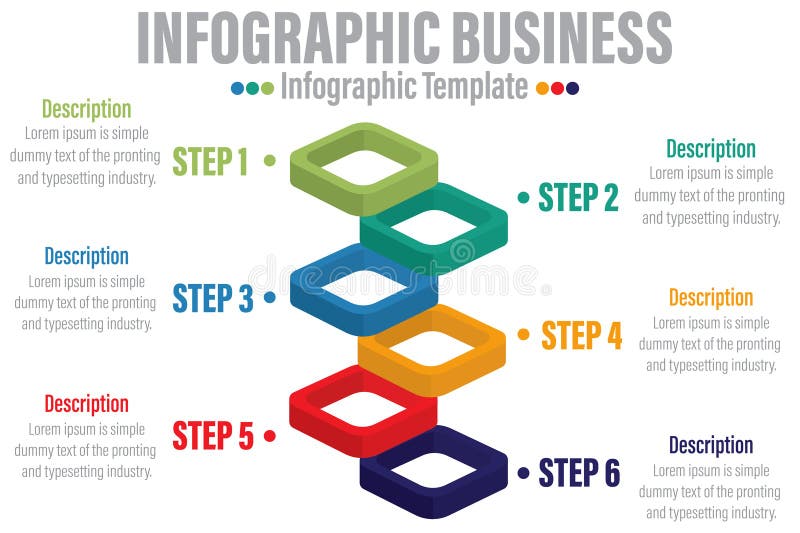 Timeline Infographic Template with 6 Steps, 6 Option 6 Dot Steps and ...