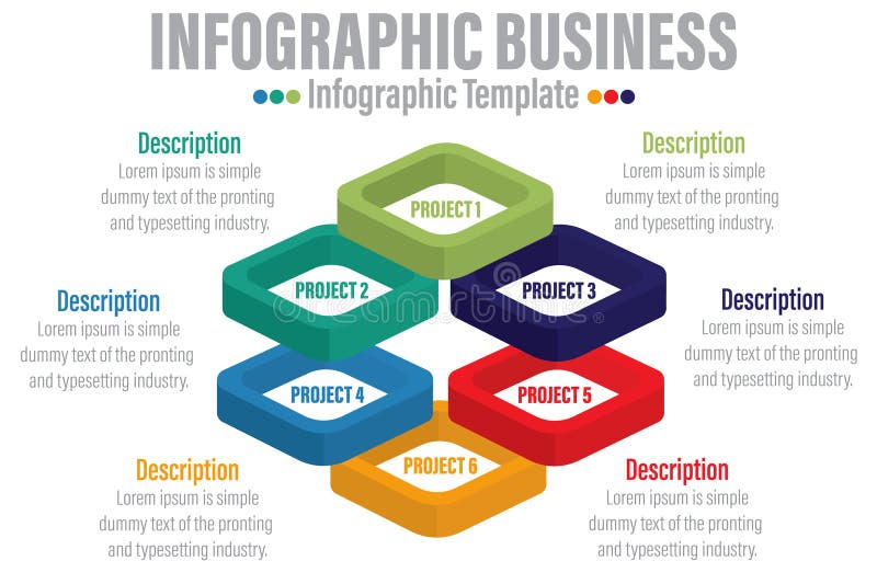 Colorful Timeline Infographic with Six 6 Steps, Six 6 Options Design Template, Infographics ...