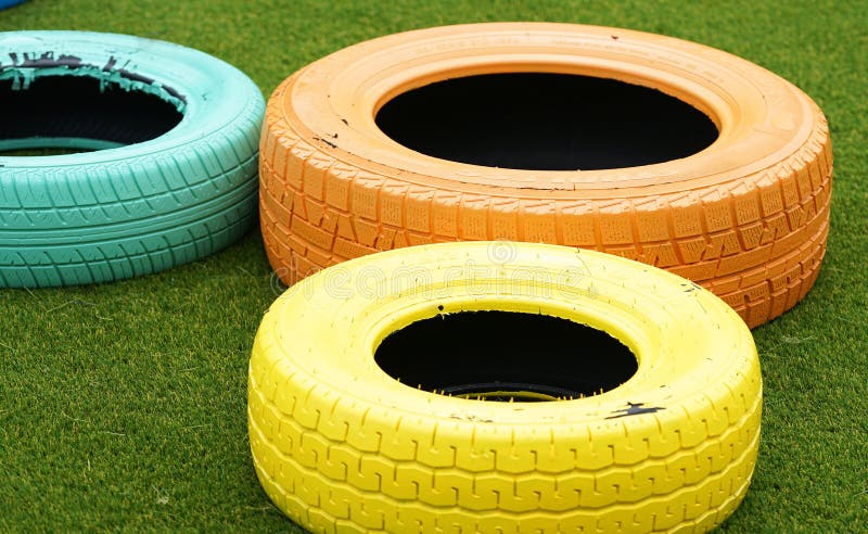 Colorful tires stock photo. Image of green, player, tires - 276182810