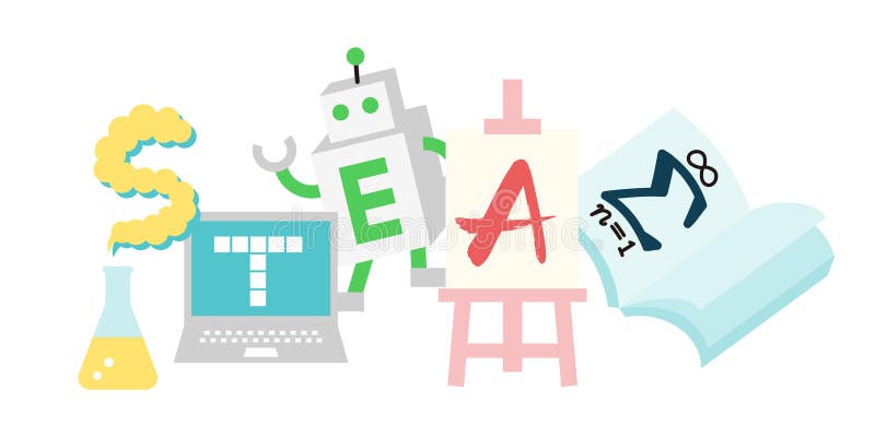 Colorful Title Design for STEAM Education. Stock Vector - Illustration ...