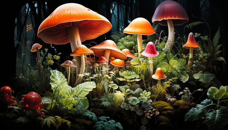 The Colorful Toadstool Grows in the Uncultivated Forest Meadow ...