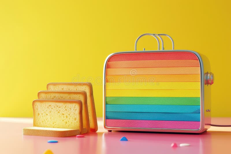 A Colorful Toaster Oven with a Rainbow Stripe on it with Generative AI ...