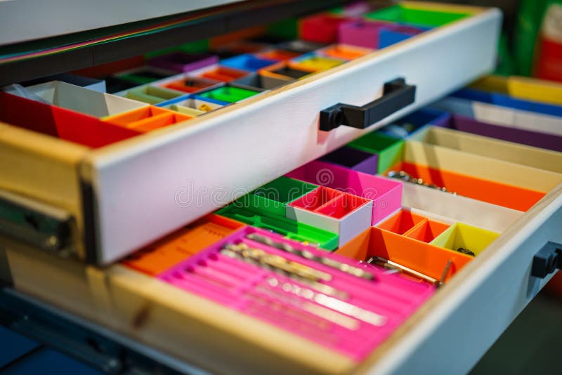 Colorful tool drawer. stock image. Image of indoors - 313518895