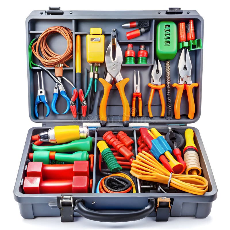A Colorful Toolkit Filled with Various Electrical Tools Stock ...