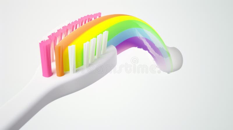 Colorful Toothpaste on Rainbow Brush Stock Image - Image of hygiene ...