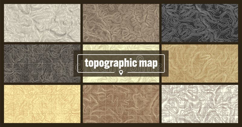 Colorful Topographic Map with Contour Lines. Geographic Terrain Grid ...