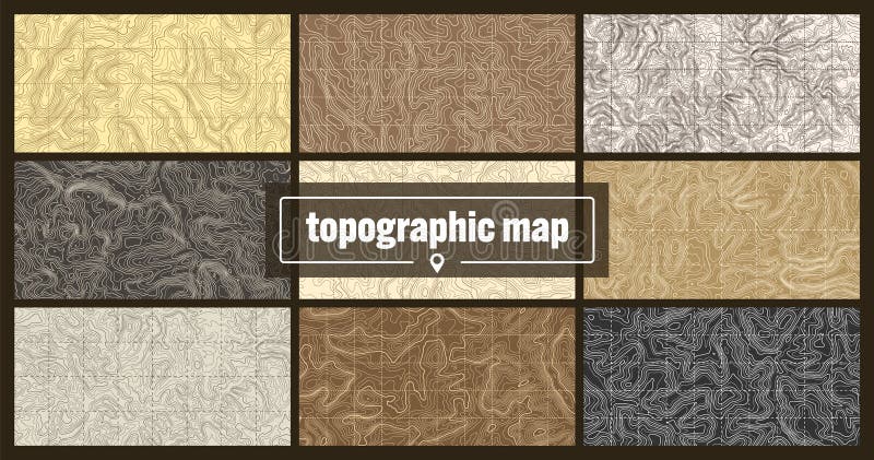 Colorful Topographic Map with Contour Lines. Geographic Terrain Grid ...