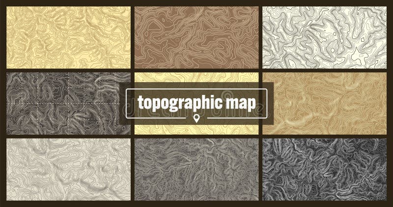 Colorful Topographic Map with Contour Lines. Geographic Terrain Grid ...
