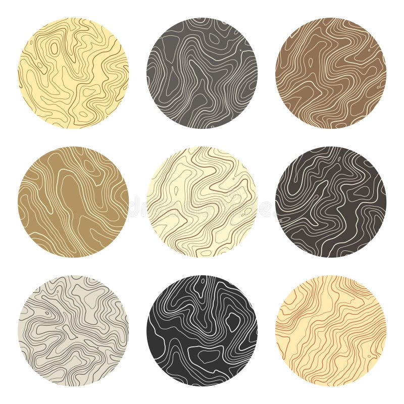 Colorful Topographic Map with Contour Lines. Geographic Terrain Grid ...