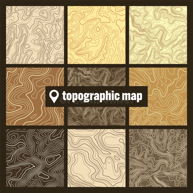 Colorful Topographic Map with Contour Lines. Geographic Terrain Grid ...