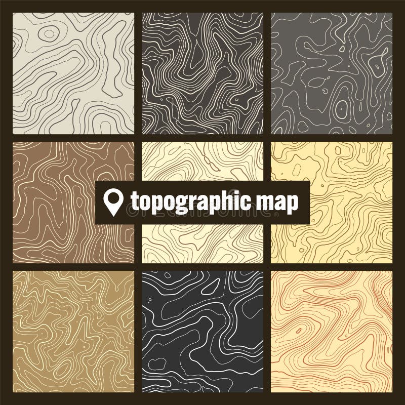 Colorful Topographic Map with Contour Lines. Geographic Terrain Grid ...