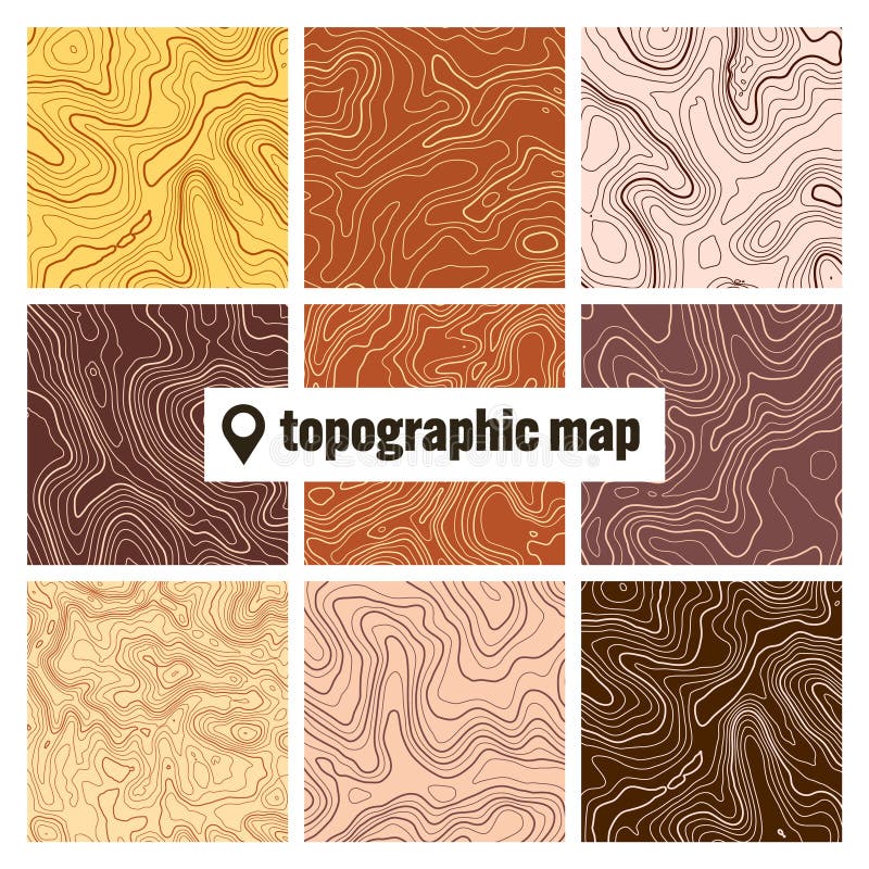 Colorful Topographic Map with Contour Lines. Geographic Terrain Grid ...
