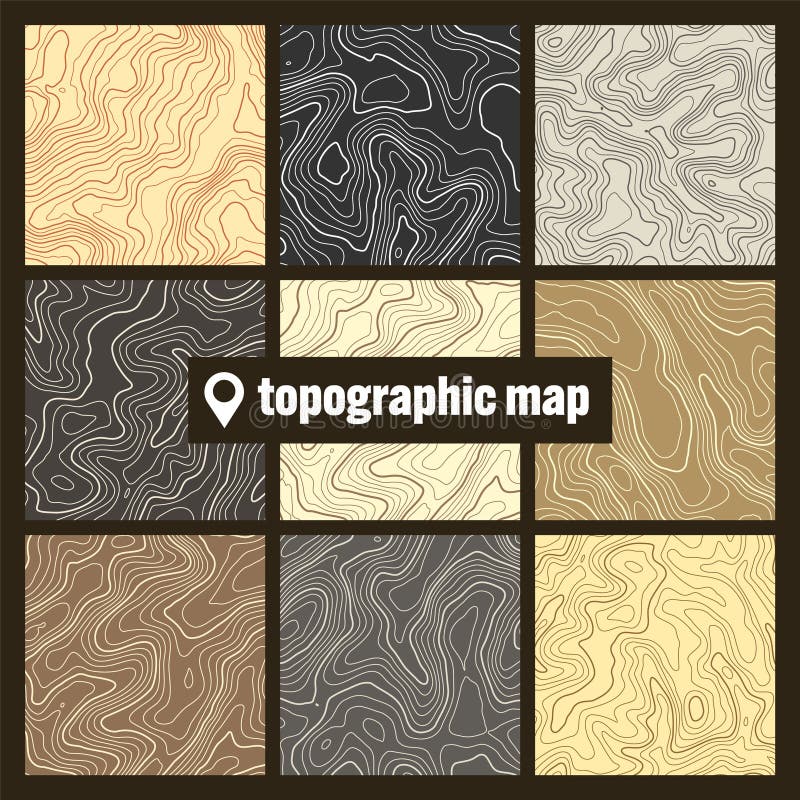Colorful Topographic Map with Contour Lines. Geographic Terrain Grid ...